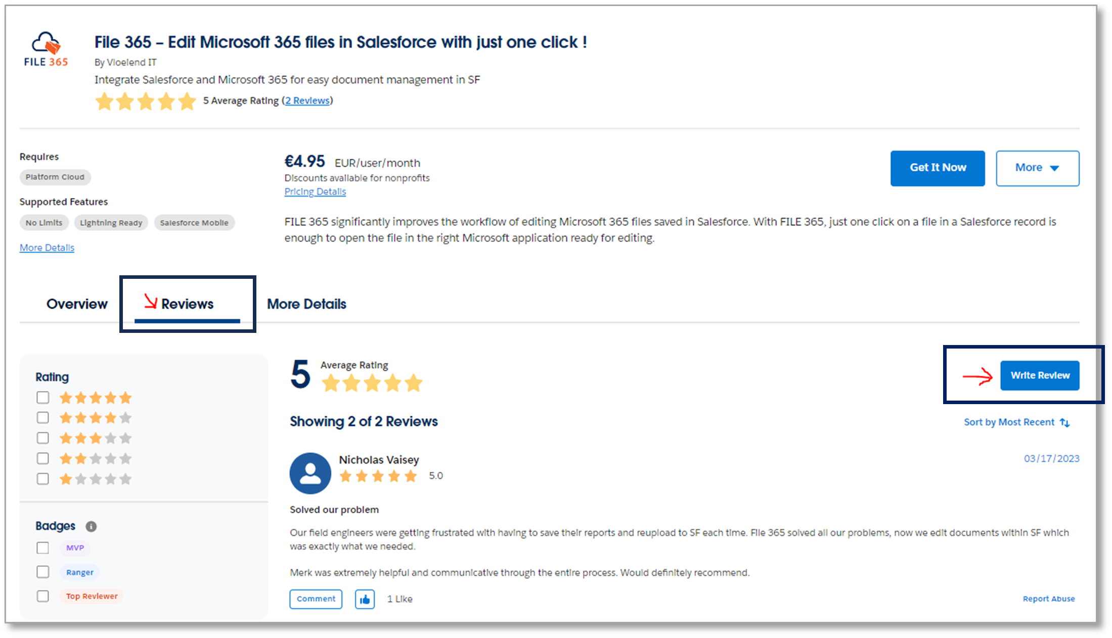 How to leave a review for File 365 in the AppExchange - FILE 365